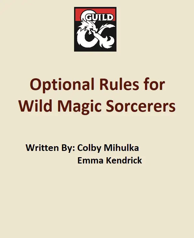 5e. Optional Rules for Wild Magic Sorcerers - Dungeon Masters Guild | DriveThruRPG