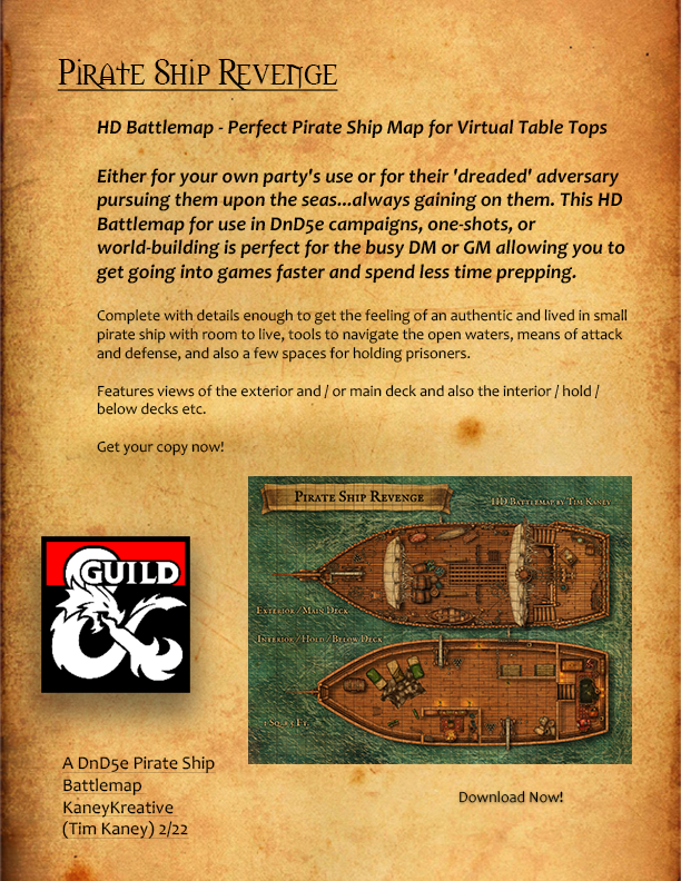 Pirate Ship Revenge - HD Battlemap - Dungeon Masters Guild | DriveThruRPG