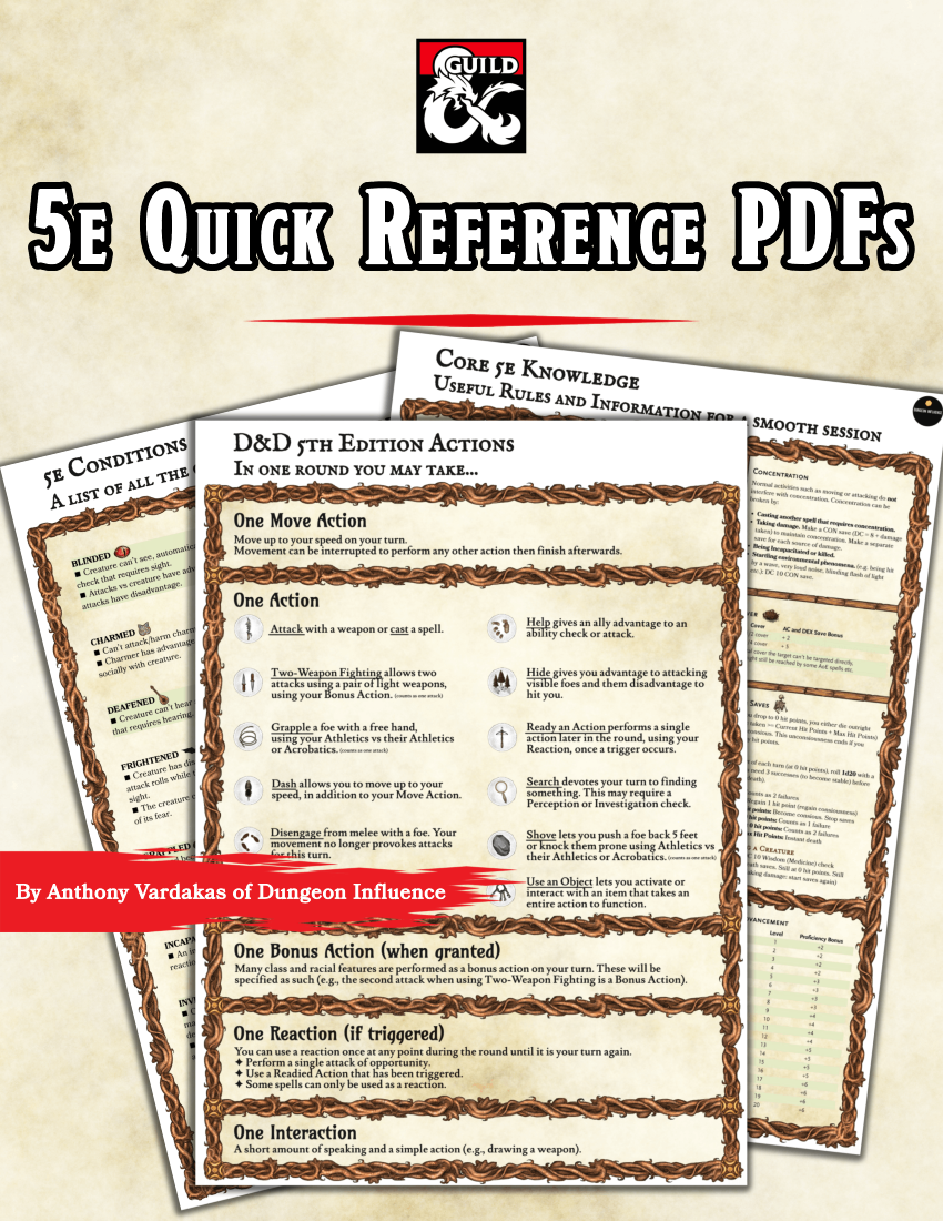 5e Quick Reference PDFs [BUNDLE] - Dungeon Masters Guild | DriveThruRPG