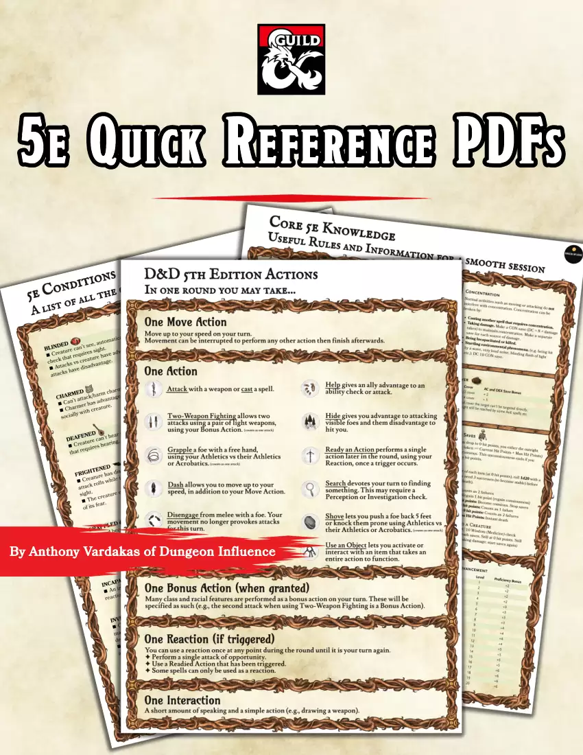 5e Quick Reference PDFs [BUNDLE] - Dungeon Masters Guild | DriveThruRPG