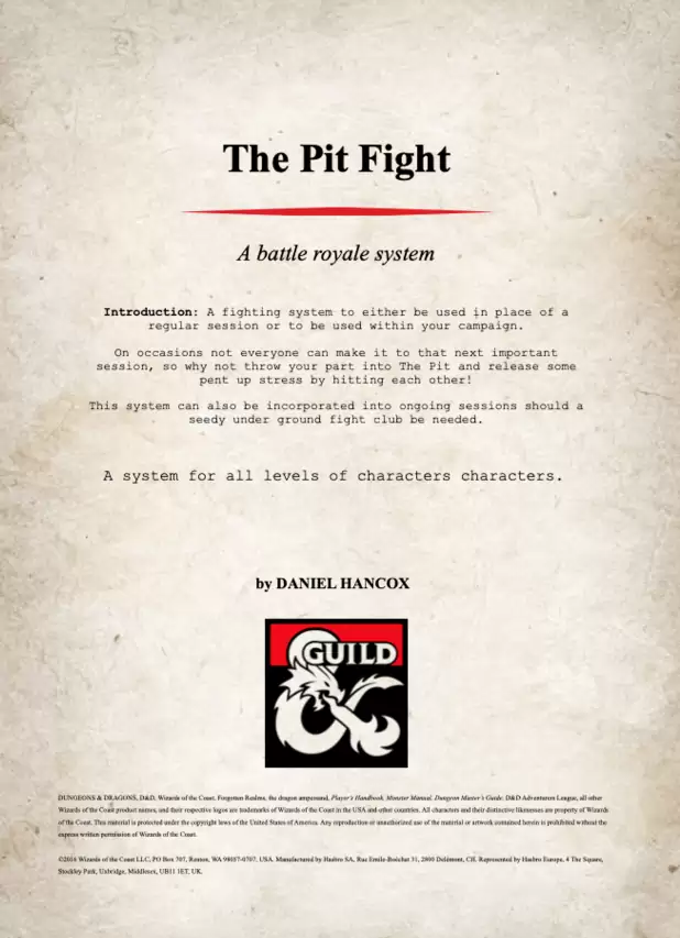 The Pit Fight - Dungeon Masters Guild | DriveThruRPG