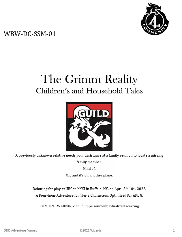 WBW-DC-SSM-01 The Grimm Reality - Dungeon Masters Guild | DriveThruRPG