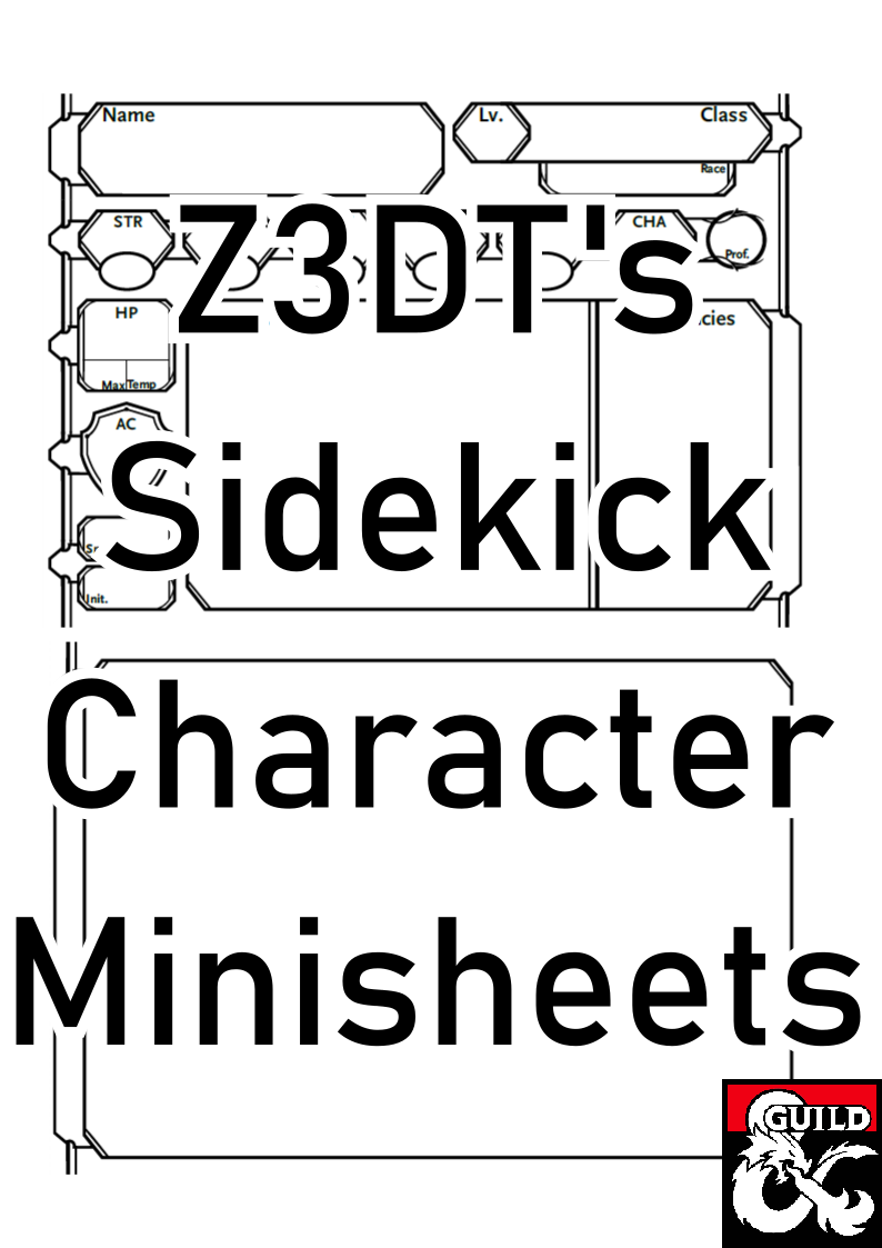Z3DT's Sidekick 5" by 3.5" Character Minisheets - Dungeon Masters Guild ...