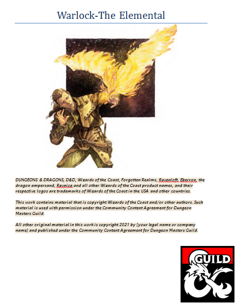 Warlock-The Elemental - Dungeon Masters Guild | DriveThruRPG