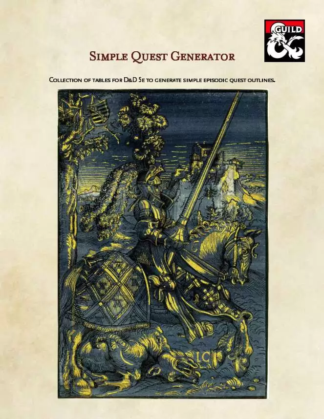 Simple Quest Generator - Dungeon Masters Guild | DriveThruRPG