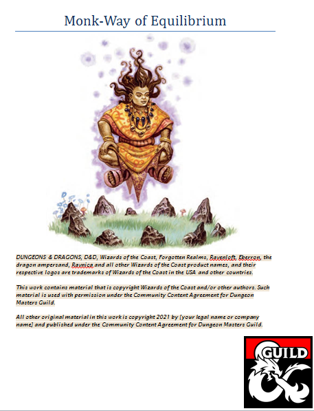Monk-Way of Equilibrium - Dungeon Masters Guild | DriveThruRPG