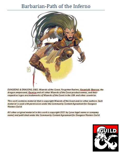 Barbarian-Path of the Inferno - Dungeon Masters Guild | DriveThruRPG
