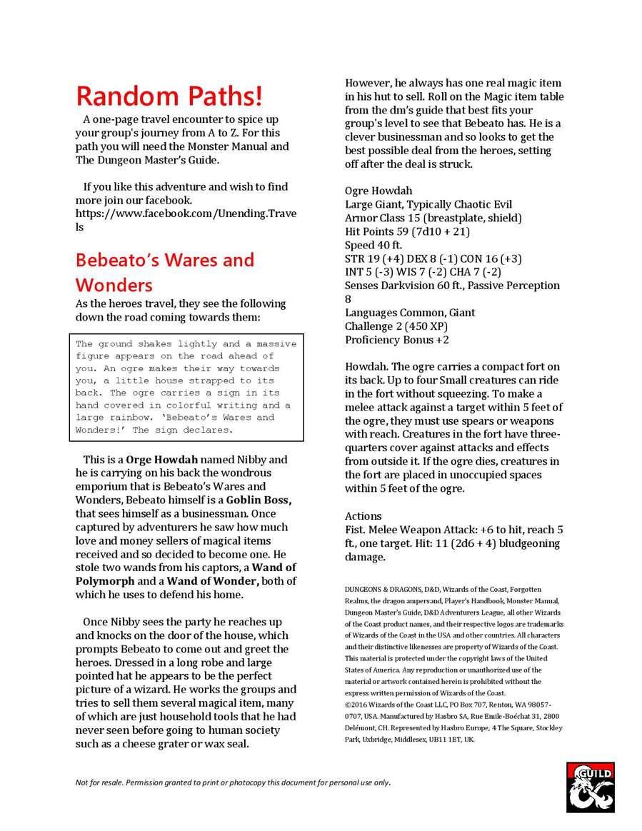 Random Paths: Bebeato’s Wares and Wonders - Dungeon Masters Guild | DriveThruRPG