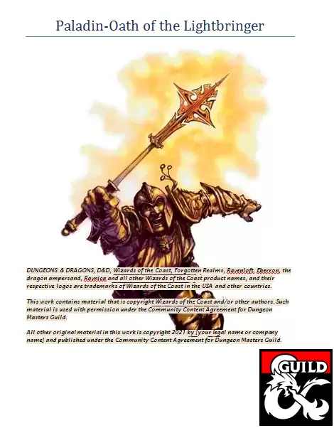 Paladin-Oath of the Lightbringer - Dungeon Masters Guild | DriveThruRPG