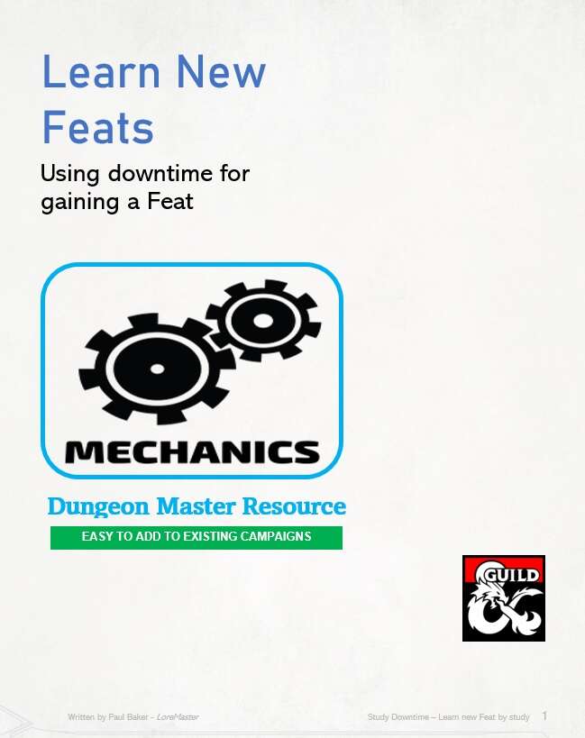 Learning new Feats - Dungeon Masters Guild | DriveThruRPG