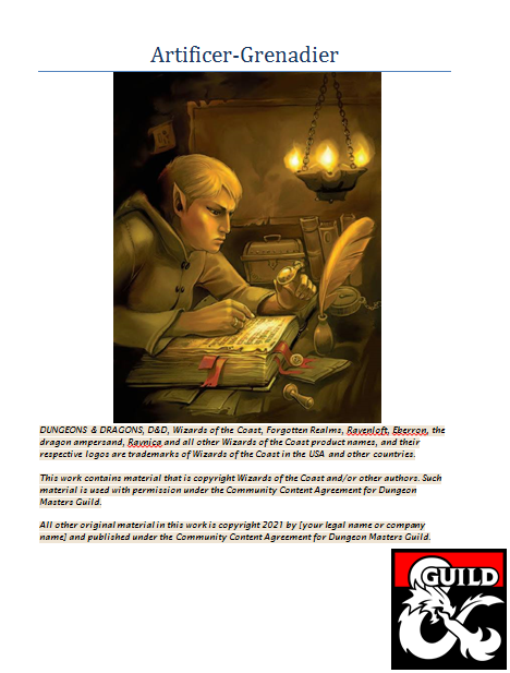 Artificer-Grenadier - Dungeon Masters Guild | DriveThruRPG
