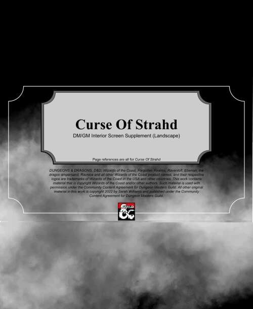 (Landscape) DM/GM Screen Supplement Curse of Strahd - Dungeon Masters ...