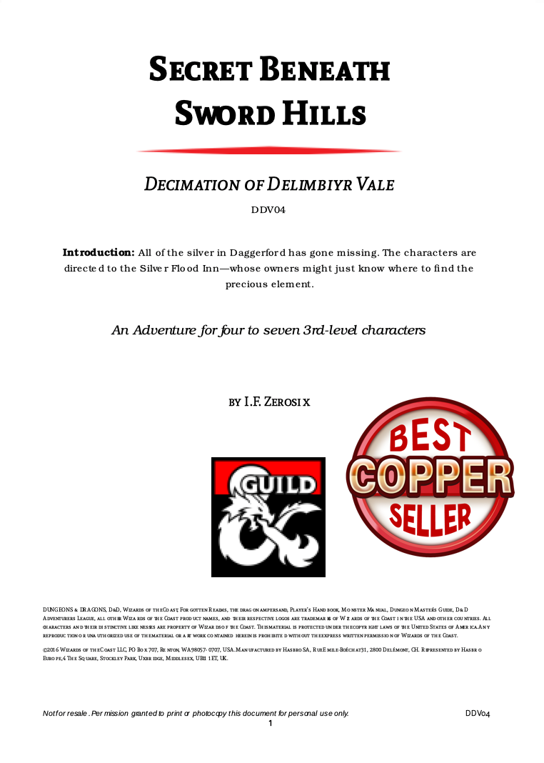 Secret Beneath Sword Hills (DDV04) - Dungeon Masters Guild | DriveThruRPG