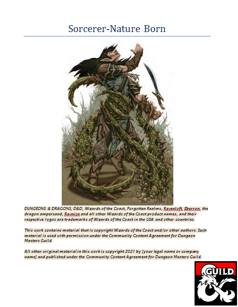 Sorcerer-Nature Born - Dungeon Masters Guild | DriveThruRPG