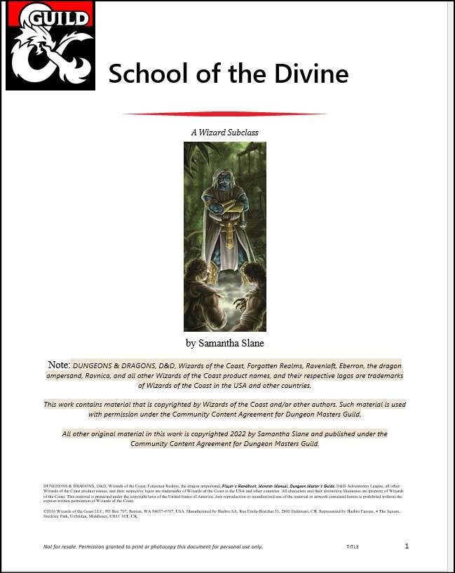 School of the Divine Wizard - Dungeon Masters Guild | DriveThruRPG