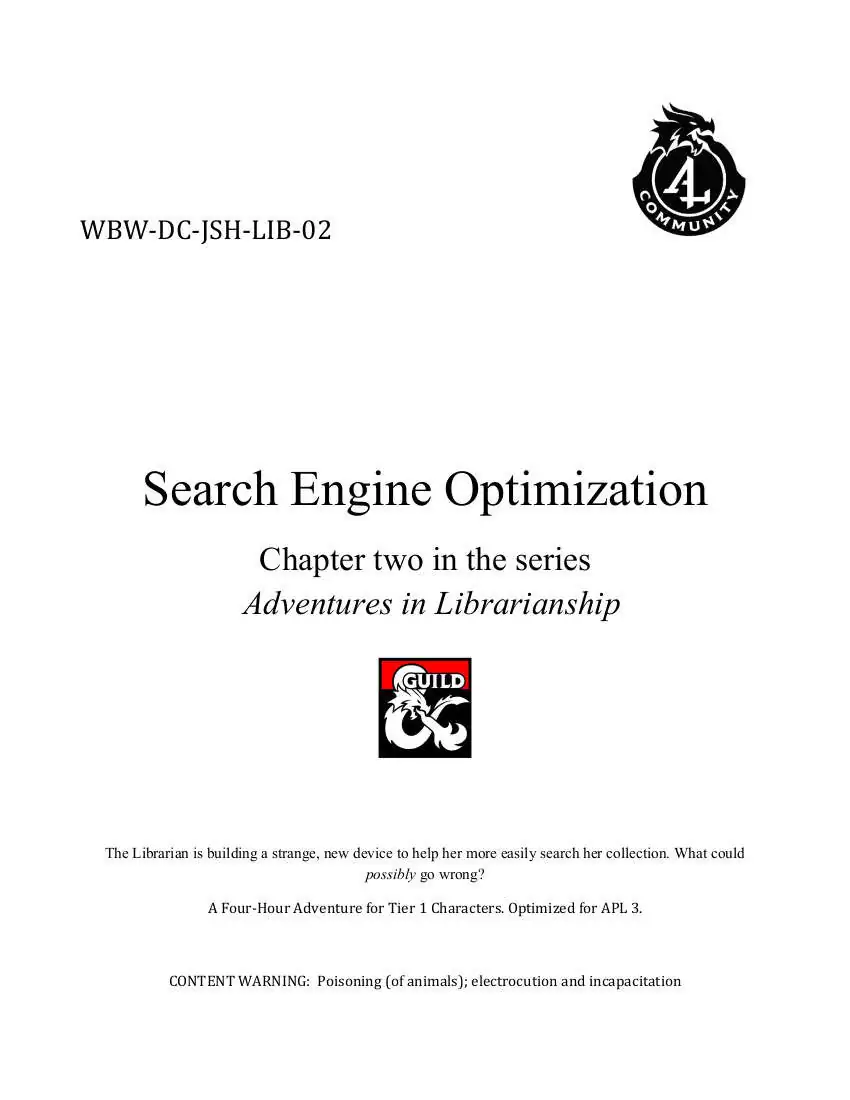 WBW-DC-JSH-LIB-02: Search Engine Optimization - Dungeon Masters Guild | DriveThruRPG