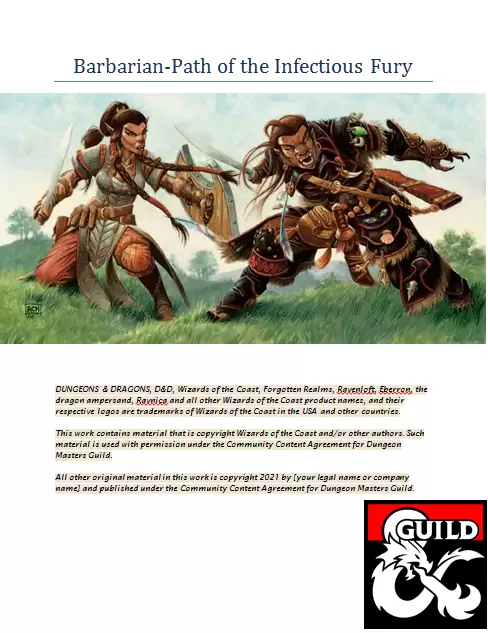 Barbarian-Path of the Infectious Fury - Dungeon Masters Guild | DriveThruRPG