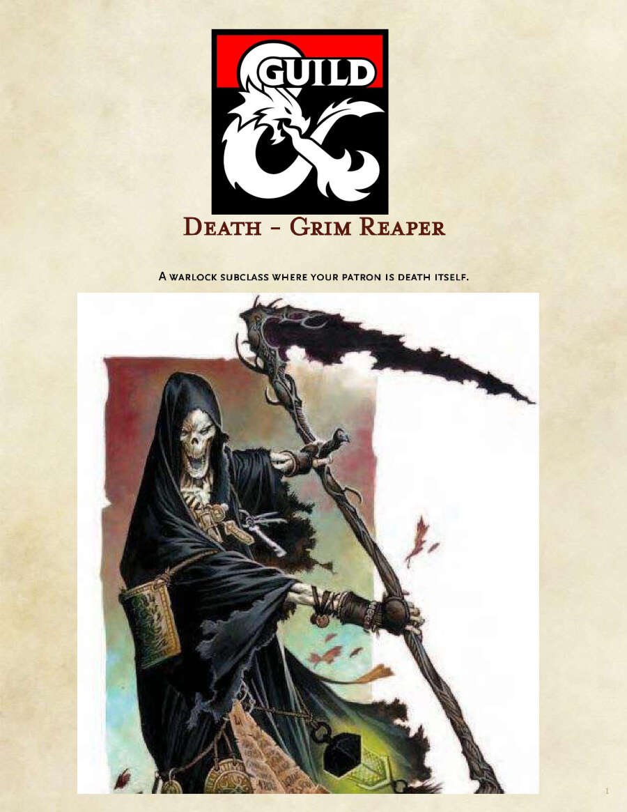 Death - Grim Reaper: A Warlock Patron - Dungeon Masters Guild ...