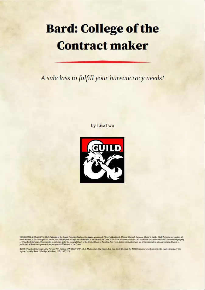 Bard: College of the Contract maker - Dungeon Masters Guild | DriveThruRPG