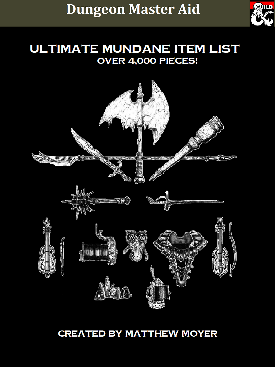 Ultimate Mundane Item List - Over 4,000 pieces! - Dungeon Masters Guild ...