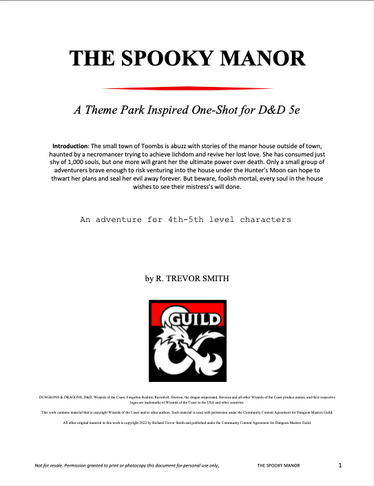 The Spooky Manor- A Theme Park Inspired Halloween One-Shot - Dungeon ...