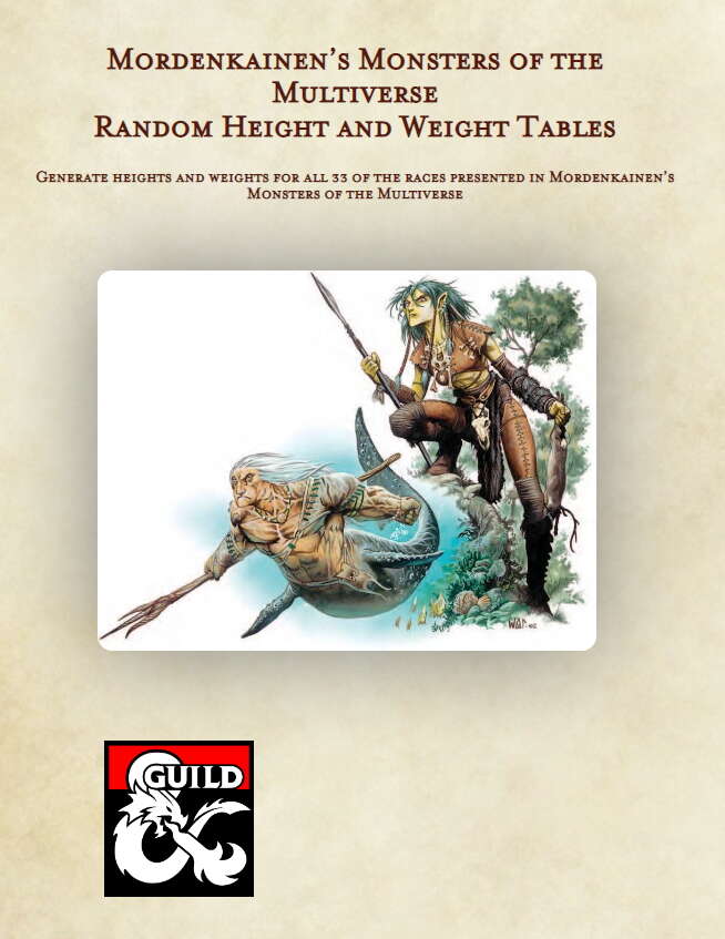 Mordenkainen's Monsters of the Multiverse Random Height and Weight ...