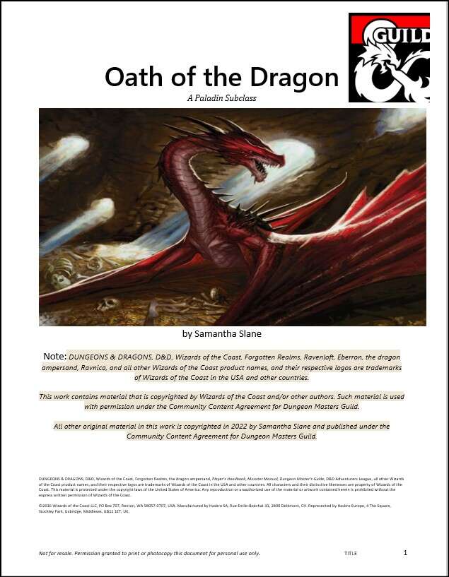 Oath of the Dragon Paladin - Dungeon Masters Guild | DriveThruRPG