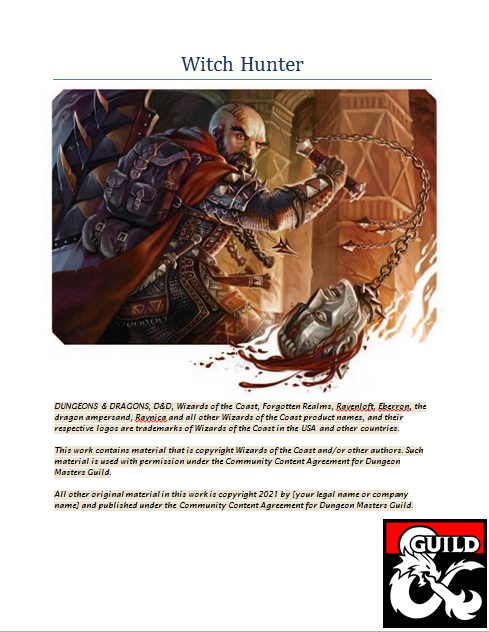 Witch Hunter-New Class for 5e - Dungeon Masters Guild | DriveThruRPG