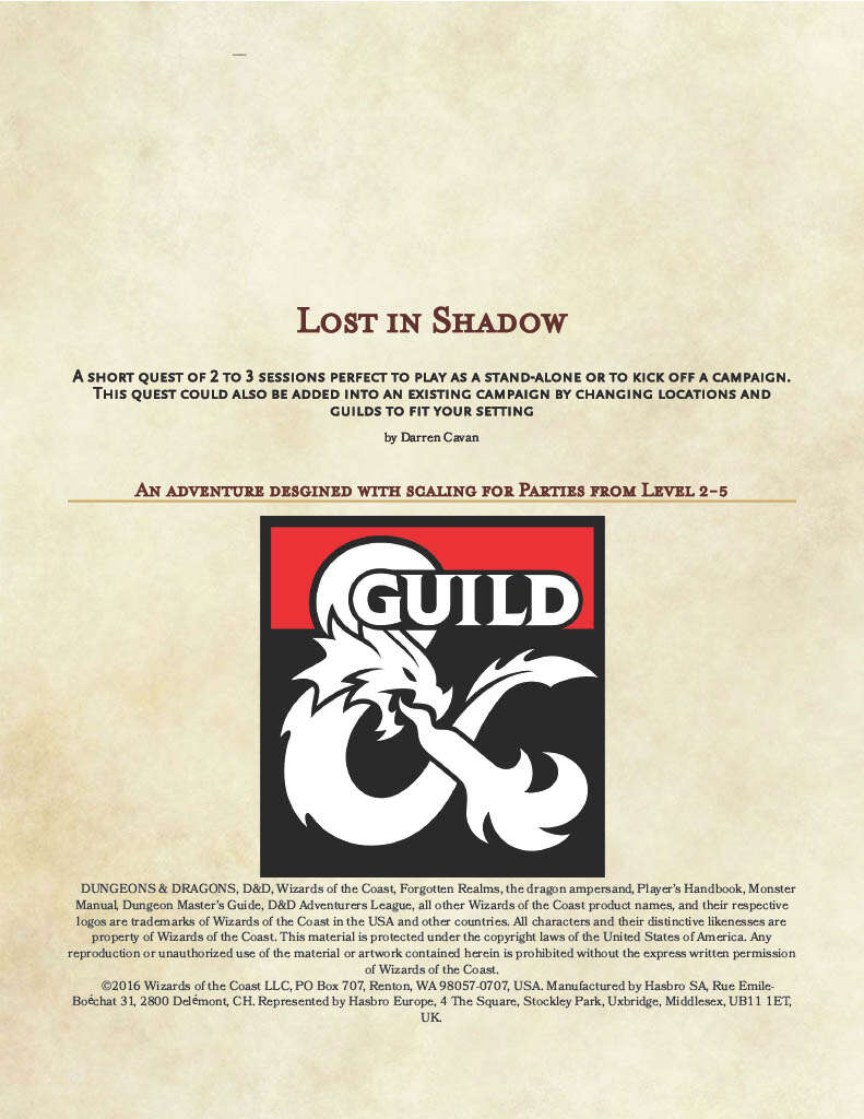 Lost In Shadow - Dungeon Masters Guild | DriveThruRPG
