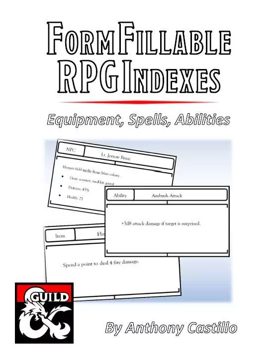 Form Fillable RPG Indexes - Dungeon Masters Guild | DriveThruRPG