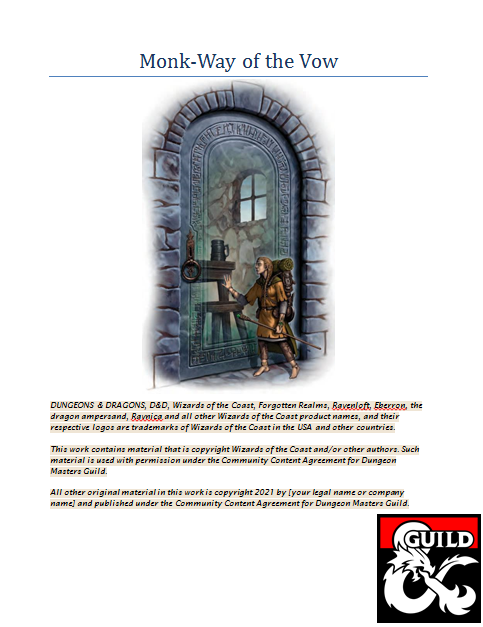 Monk-Way of the Vow - Dungeon Masters Guild | DriveThruRPG