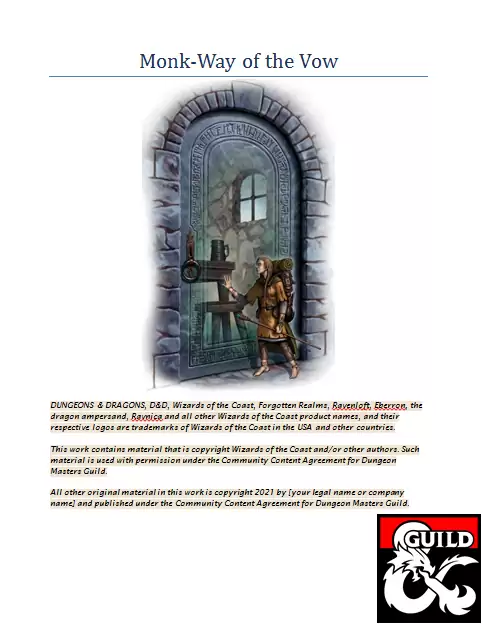 Monk-Way of the Vow - Dungeon Masters Guild | DriveThruRPG