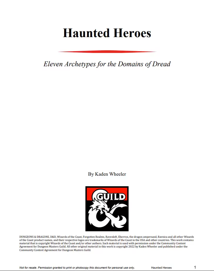 Haunted Heroes: Eleven Archetypes for the Domains of Dread - Dungeon ...