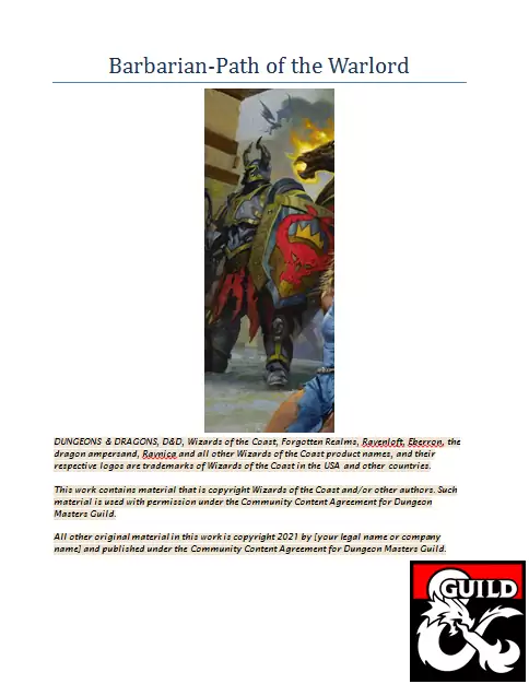 Barbarian-Path of the Warlord - Dungeon Masters Guild | DriveThruRPG