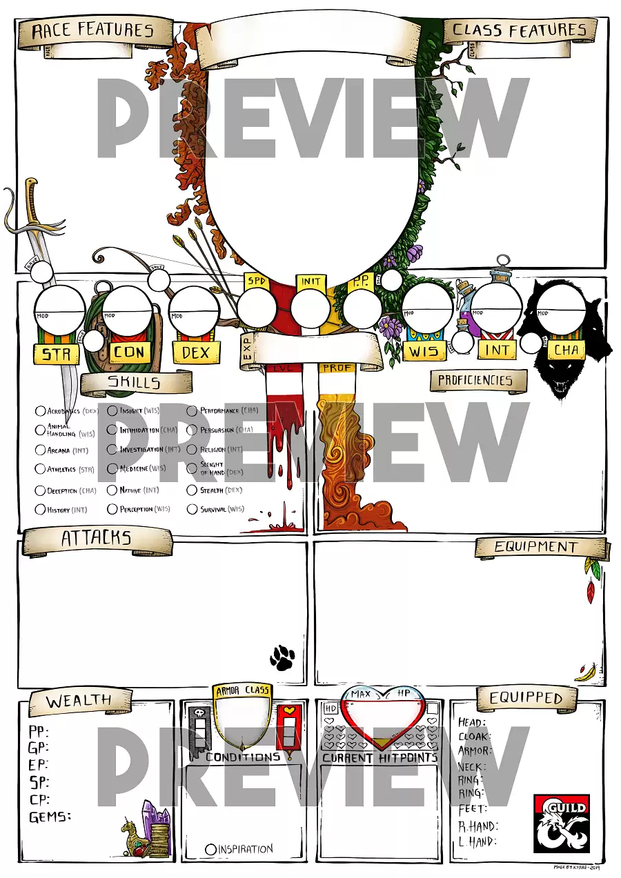 DND 5e Custom character sheet - Ranger bloodhunter - Dungeon Masters ...