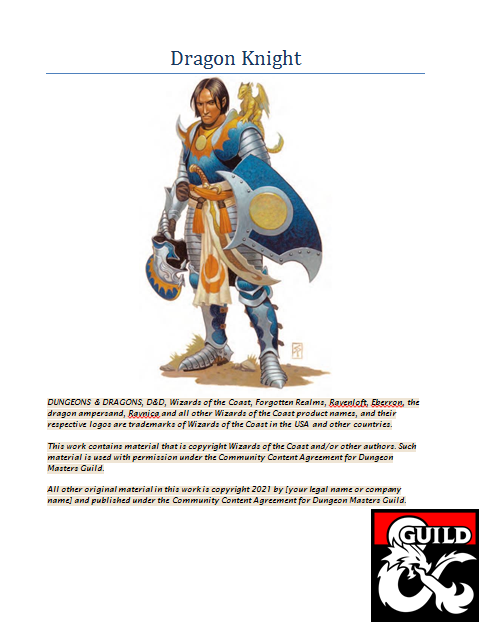 Dragon Knight-New Class for 5e - Dungeon Masters Guild | DriveThruRPG