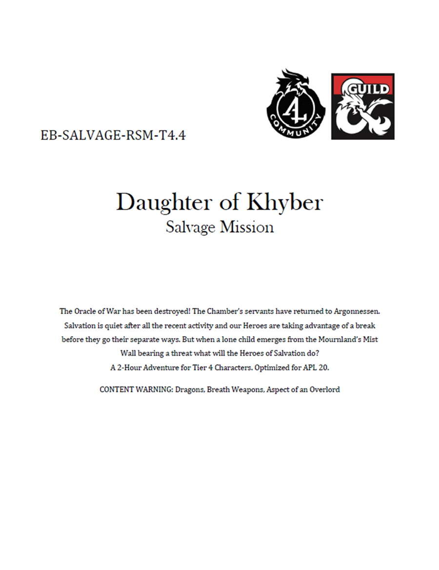 EB-SALVAGE-RSM-T4.4 Daughter of Khyber - Dungeon Masters Guild ...