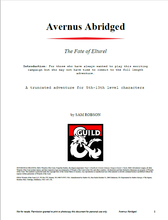 Avernus Abridged - Dungeon Masters Guild | DriveThruRPG