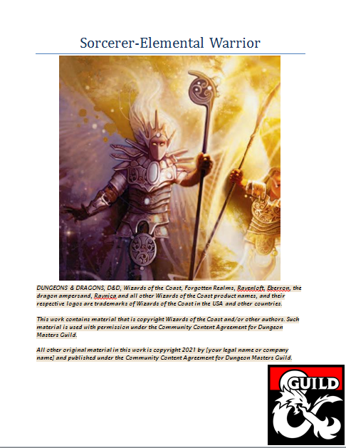 Sorcerer-Elemental Warrior - Dungeon Masters Guild | DriveThruRPG