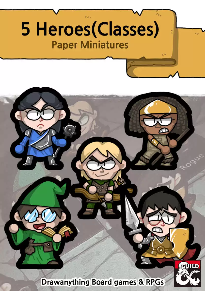 5 Heroes(Classes) Paper miniatures | Dragons of Stormwreck Isle ...