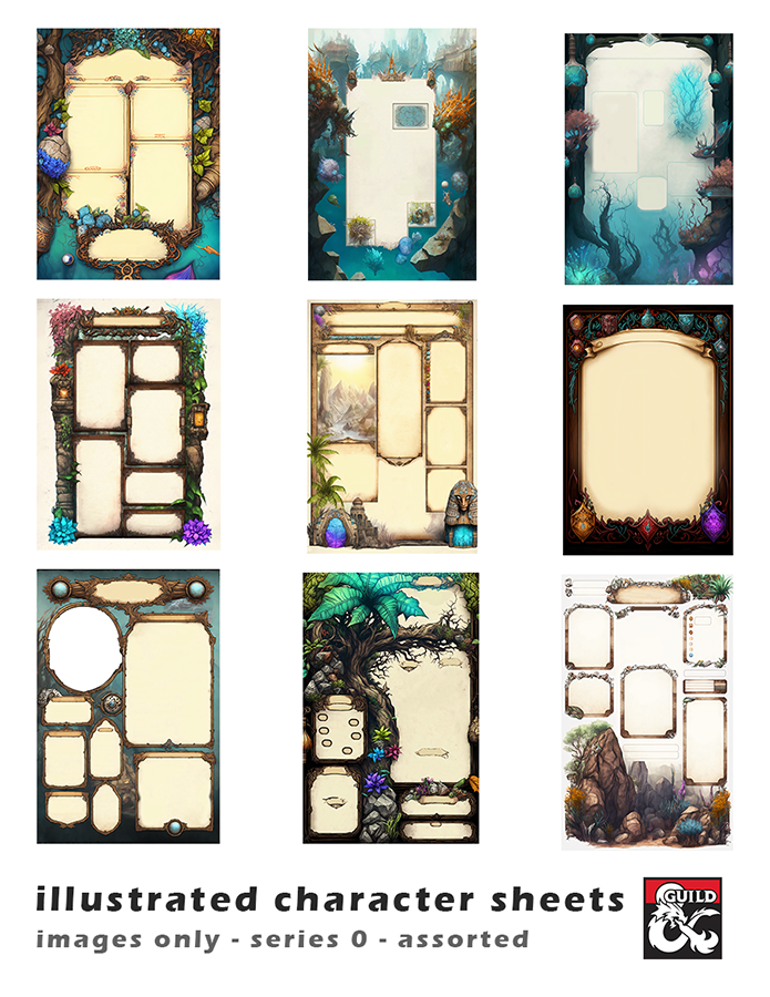 Illustrated Character Sheets - Series 0 - Assorted - Dungeon Masters ...