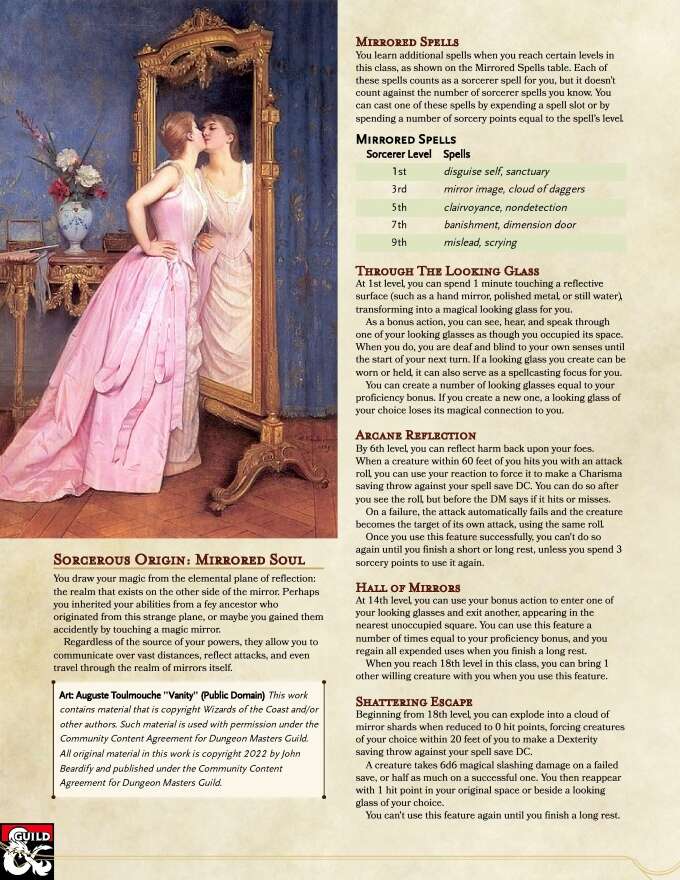 Sorcerous Origin: Mirrored Soul - Dungeon Masters Guild | DriveThruRPG