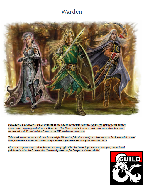 Warden-A New 5e Class - Dungeon Masters Guild | DriveThruRPG