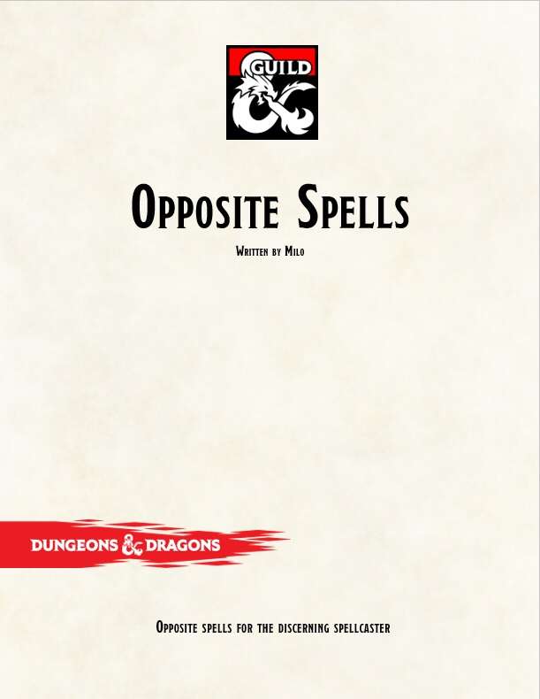 Opposite Spells - Dungeon Masters Guild | DriveThruRPG
