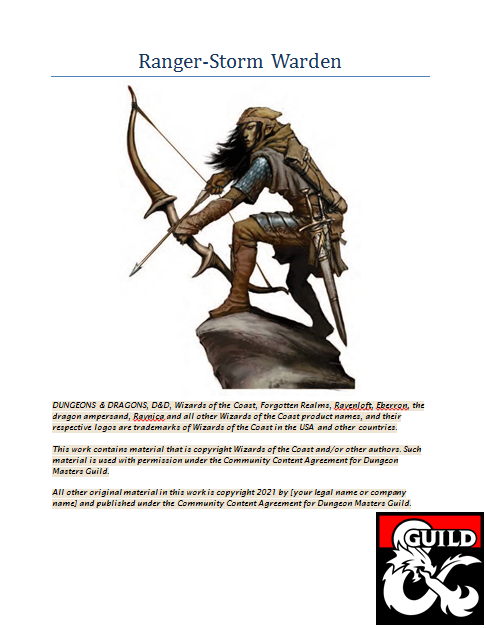 Ranger-Storm Warden - Dungeon Masters Guild | DriveThruRPG