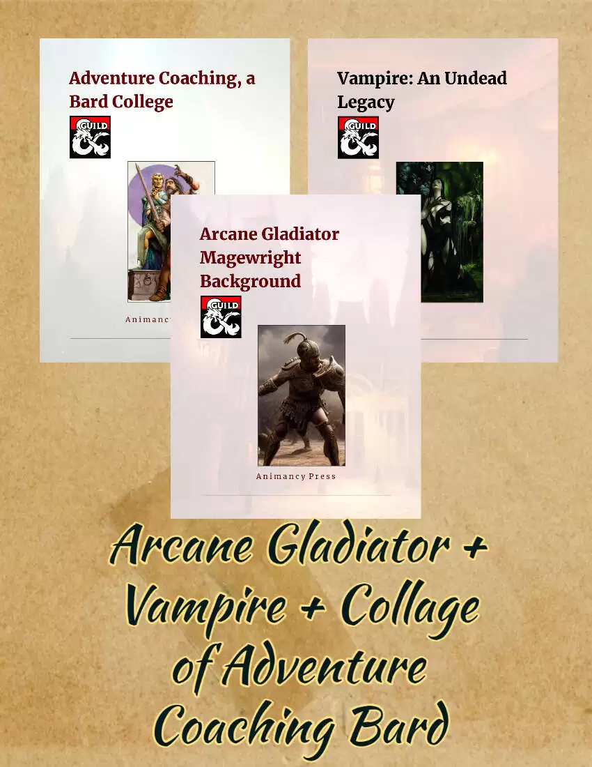 Gladiator Background + Vampire + Adventure Bard [BUNDLE] - Dungeon ...