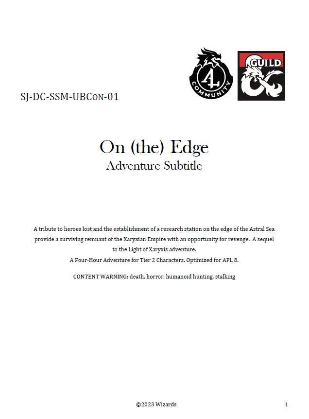 SJ-DC-SSM-UBCon-01 On (The) Edge - Dungeon Masters Guild | DriveThruRPG
