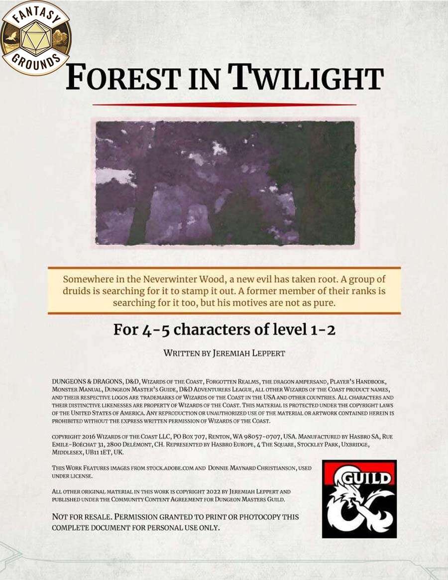 Forest in Twilight (Fantasy Grounds) - Dungeon Masters Guild | DriveThruRPG