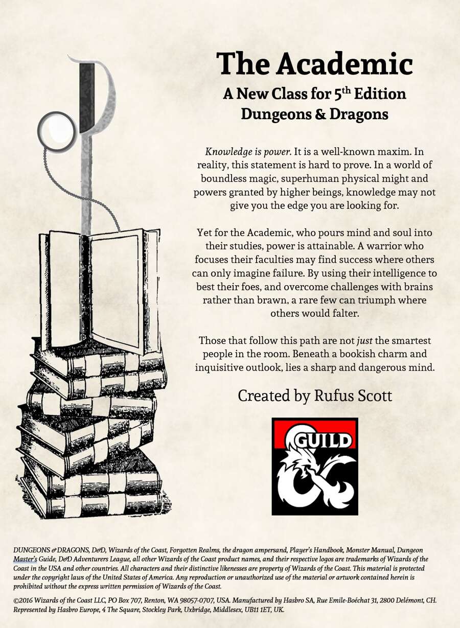 The Academic, An Intelligent Class - Dungeon Masters Guild | DriveThruRPG