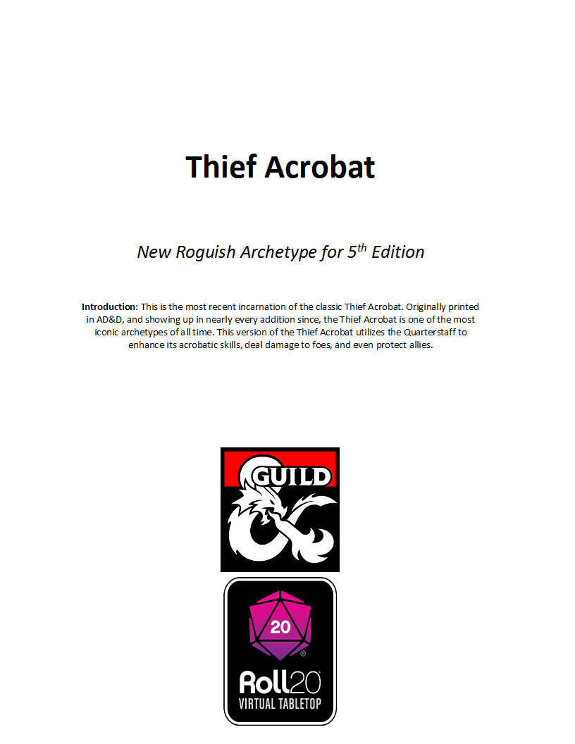 Roguish Archetype: Thief Acrobat v1.2 | Roll20 - Dungeon Masters Guild ...